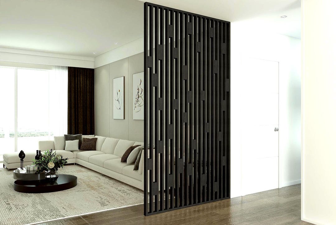 Custom Contemporary Wood Slat Room Divider, Wood Partition, Modern Privacy Screen, Decorative ...