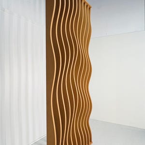 Wavy MDF Slat Room Divider: Modern Partition Wall, Custom Wood Screen ...