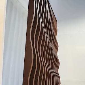 Wavy MDF Slat Room Divider: Modern Partition Wall, Custom Wood Screen ...
