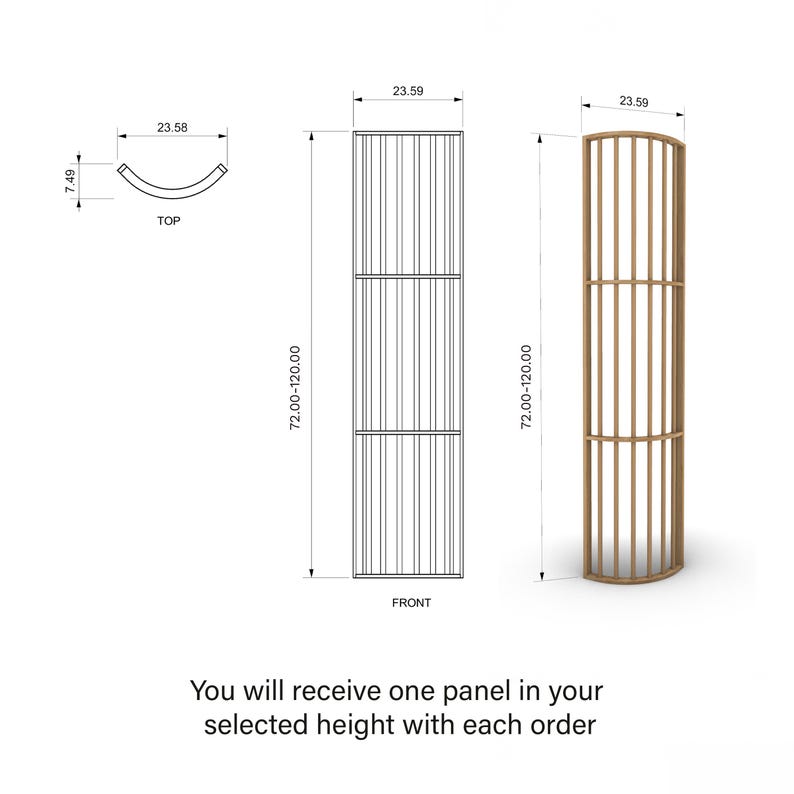 Solid Red Oak Curved Room Divider: Modern Slat Screen - Etsy