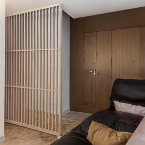 Red Oak Wood Slat Room Divider: Modern Partition Wall - Etsy