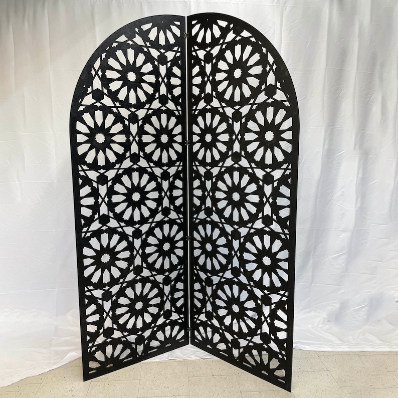 Custom Geometric Room Divider: Moroccan Privacy Screen, Mihrab Design ...