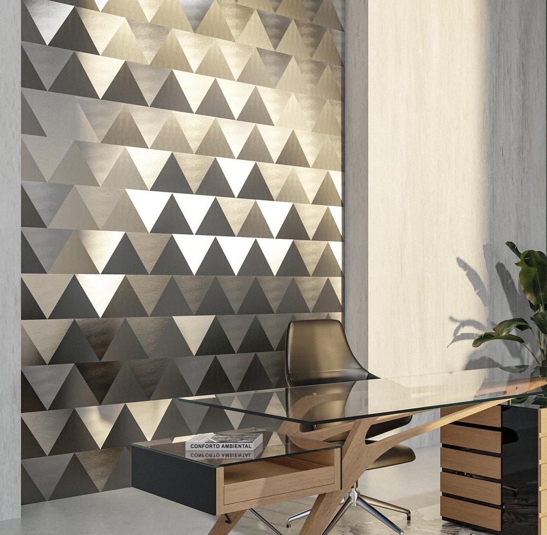 Geometric Triangle Wall Panels: Walnut or Aluminum 3D Wall Art - Etsy