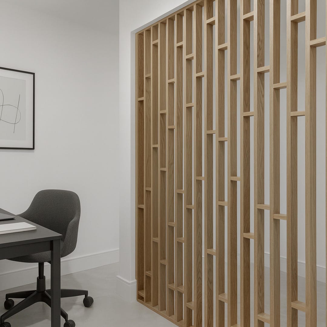 Wooden Slat Room Divider, Modern Wood Partition, Custom Privacy Screen ...