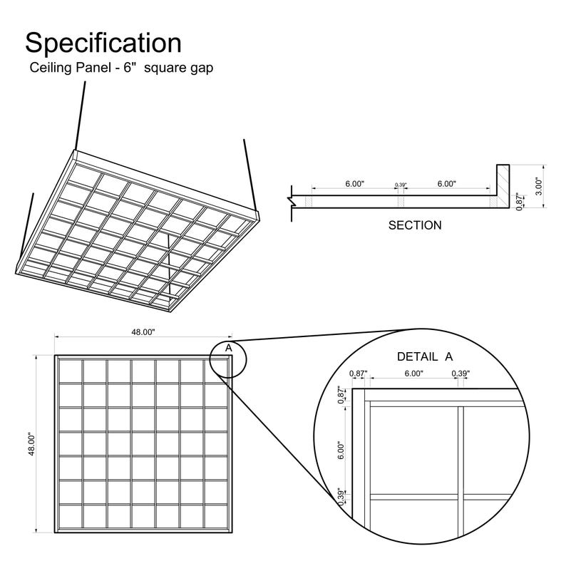 Solid Oak Wood Ceiling Panels – Modern Grid Design, 7 Color Options ...