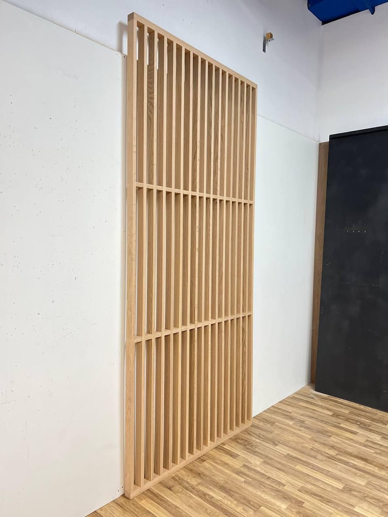 Custom Contemporary Wood Slat Room Divider, Wood Partition, Modern ...