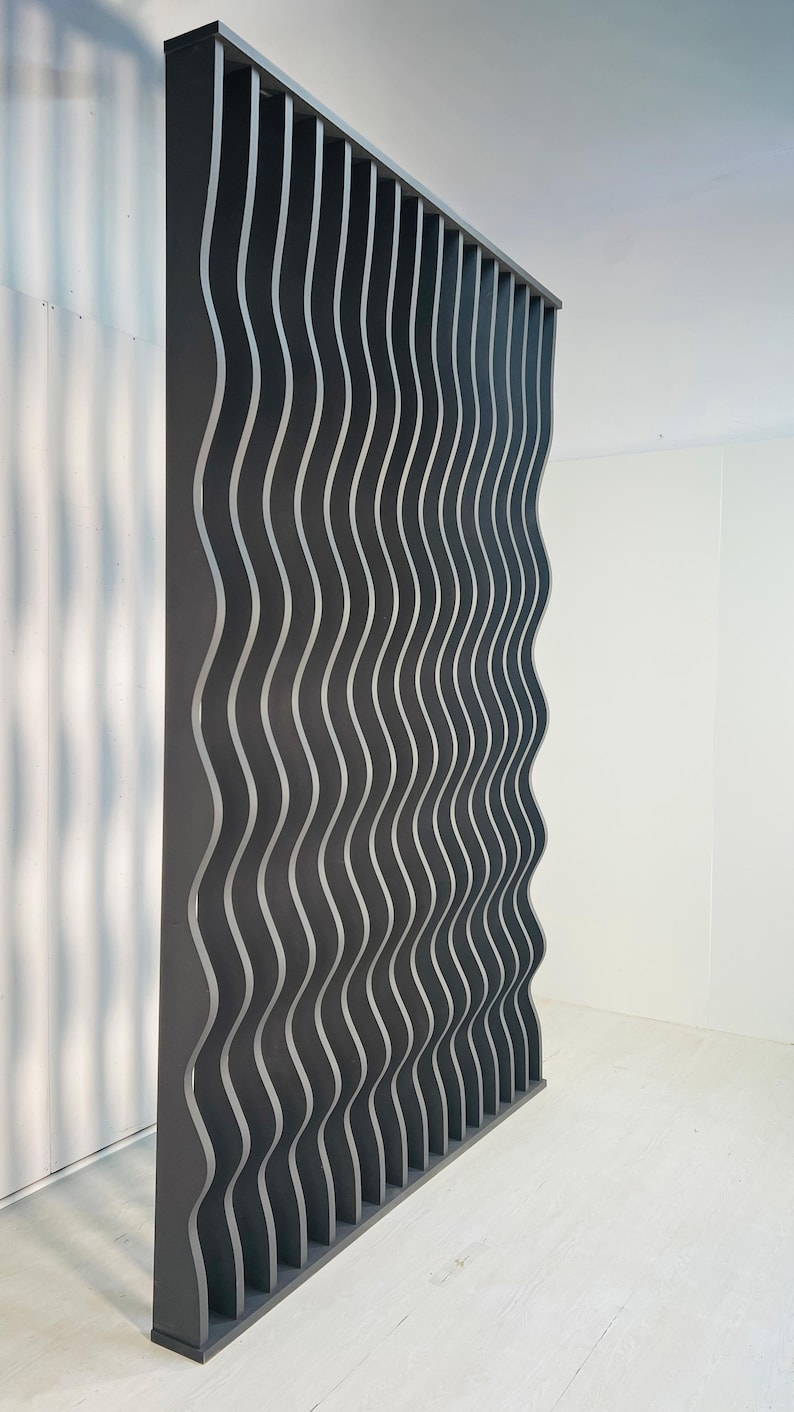 Wavy Slat Room Divider Parametric MDF Partition Modern Privacy Screen ...