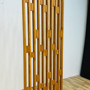 Solid Red Oak Wood Slat Room Divider | Modern Open Space Partition ...
