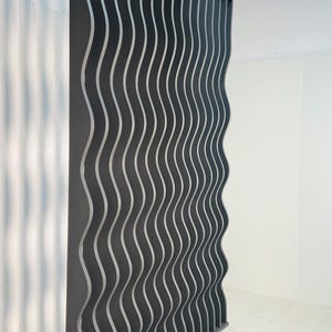 Wavy MDF Slat Room Divider: Modern Partition Wall, Custom Wood Screen ...
