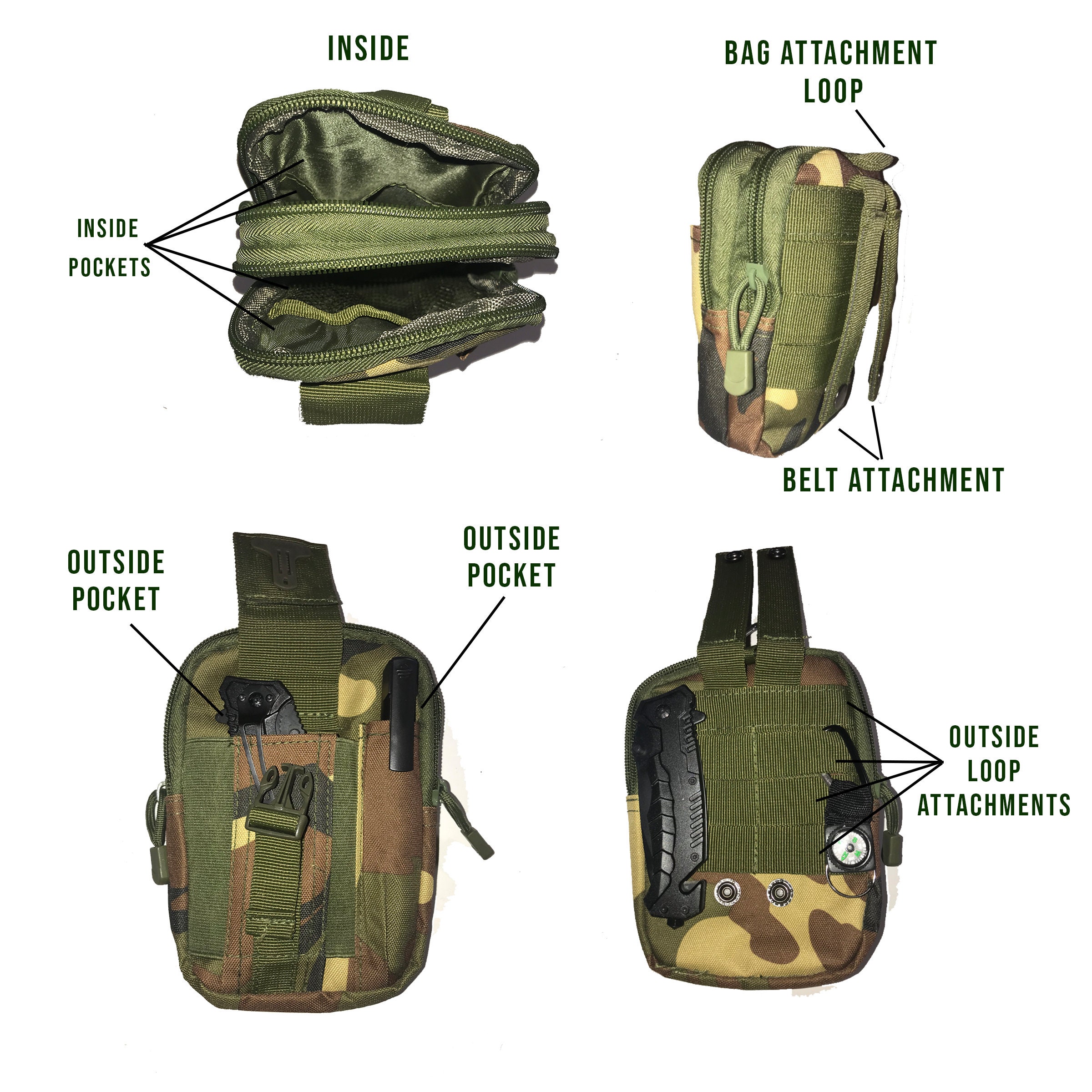 Small Survival Kit: Camo Tactical Bag With Headlamp & First Aid - Etsy