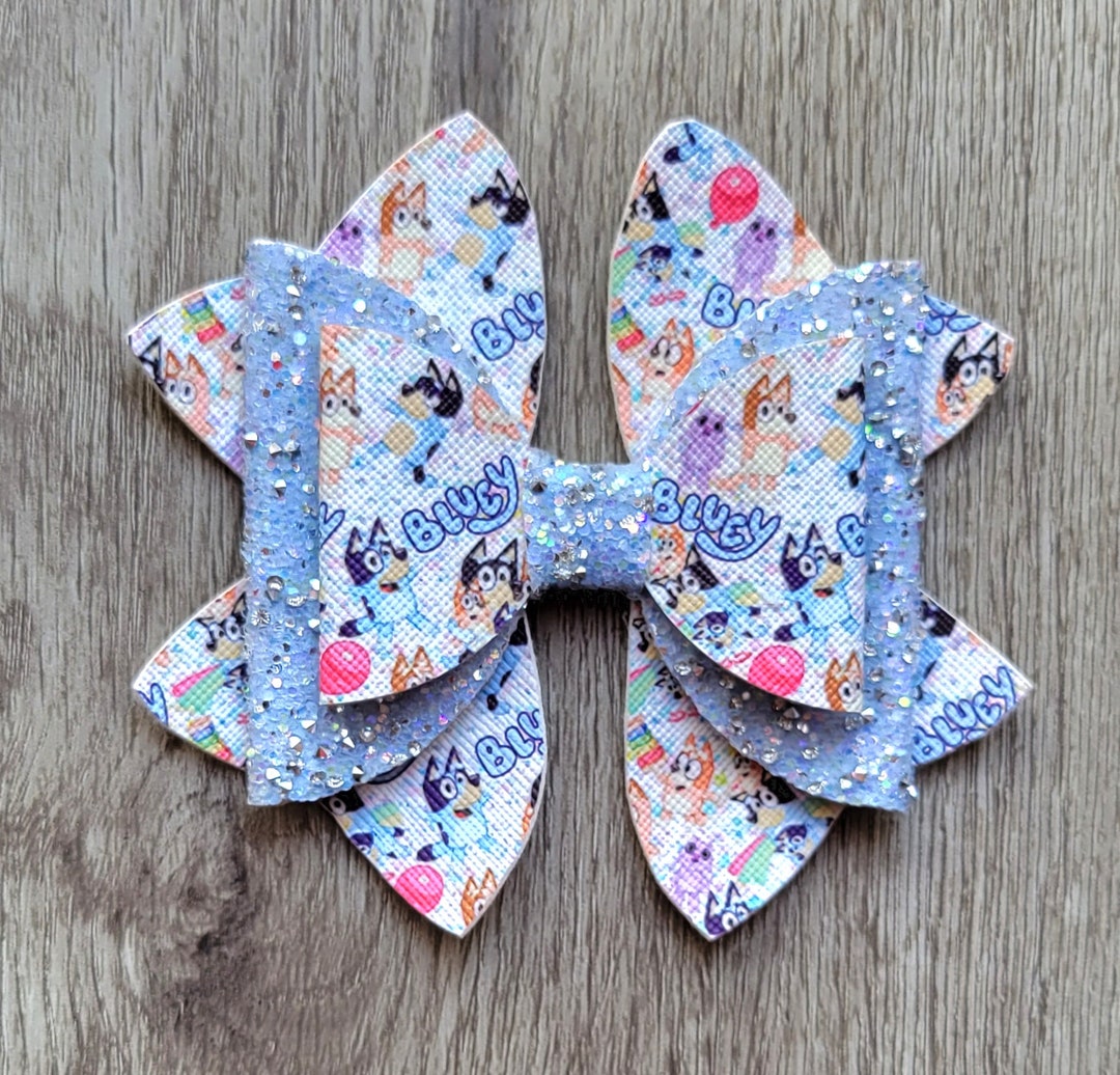 Blue Dog Cartoon Character, Toddler Bows, Glitter Hair Bows, Girls ...