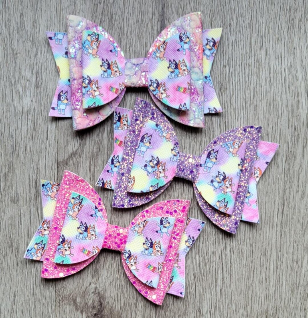 Blue Dog Character Glitter Hair Bow. 5" Alligator Clip Bow - Etsy