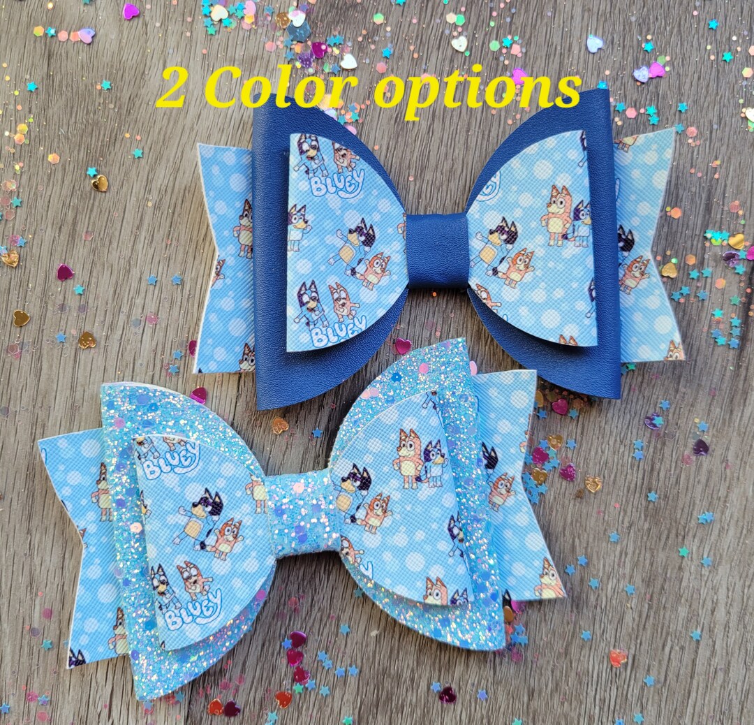 Blue Dog Character Hair Bow: 5 " Faux Leather With Alligator Clip. - Etsy