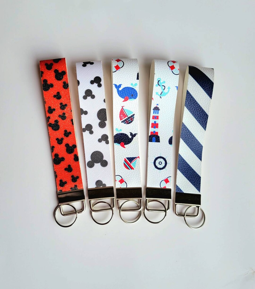 Key Fob Straps, Nautical Theme, Mouse Head, Navy Blue Striped. Car ...
