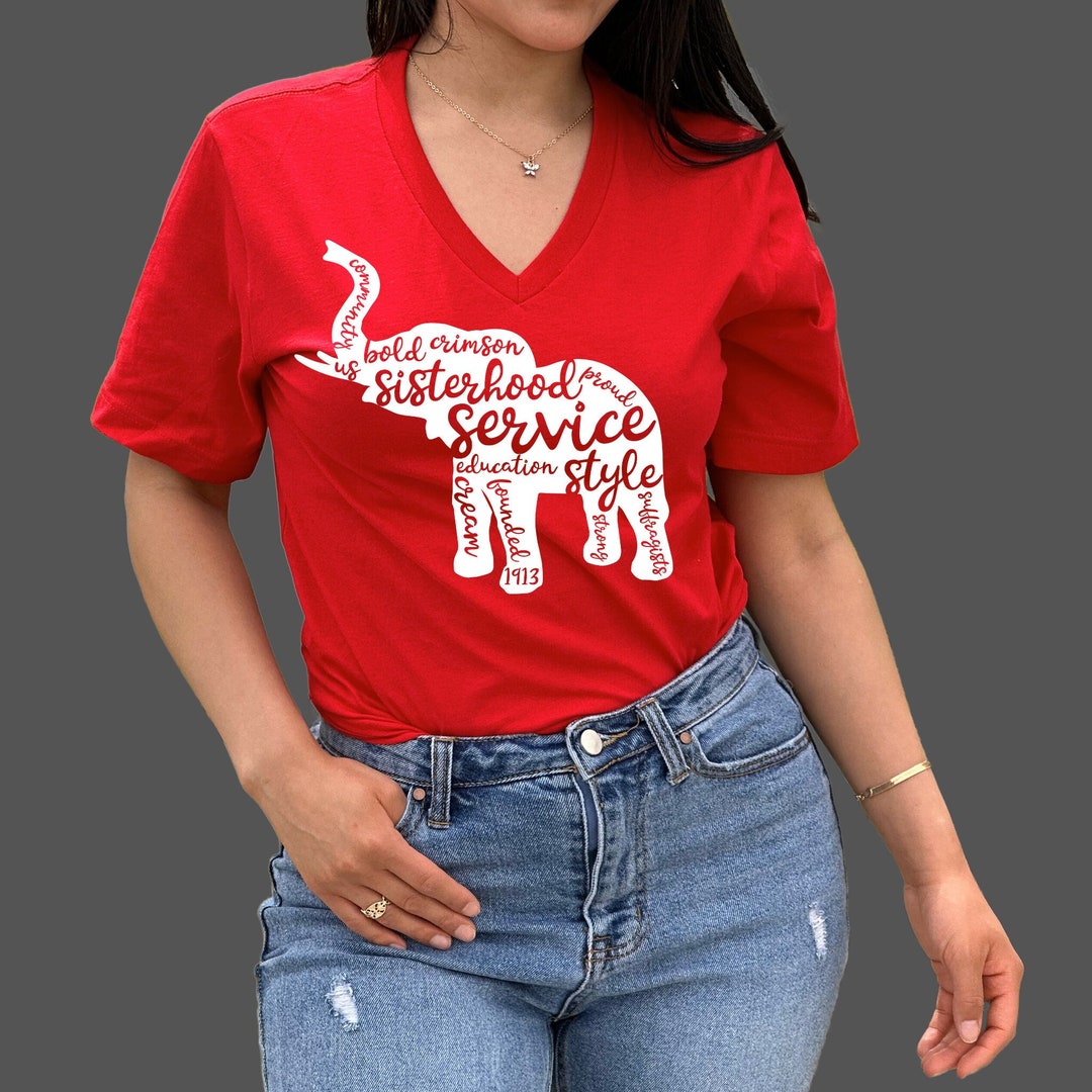 Delta Sigma Theta Sorority Red Elephant V-neck T-shirt Deltaversary ...