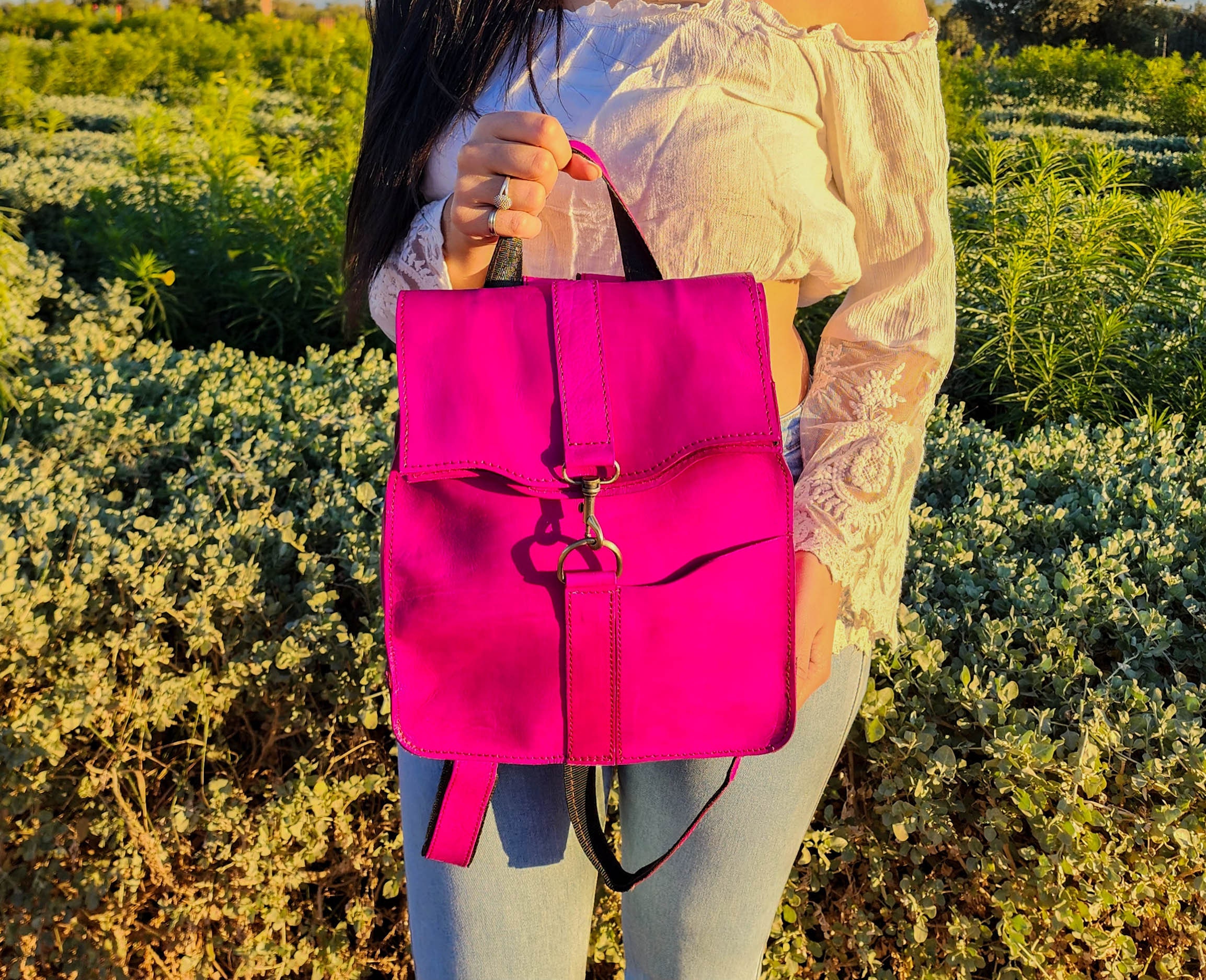 Pink Leather Backpack for Women With a Gifted Clutch. - Etsy