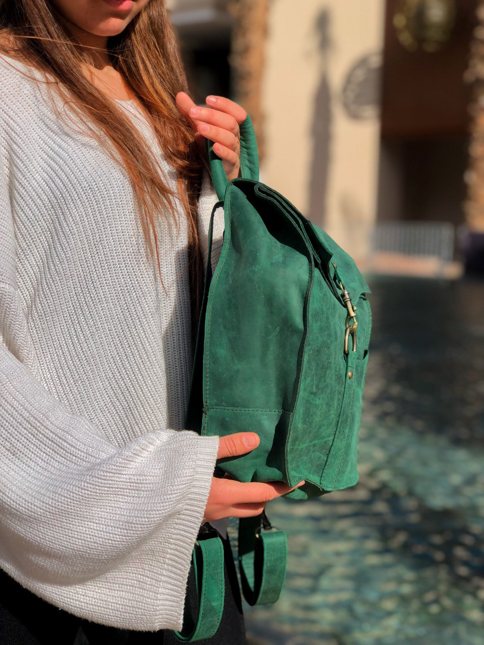 Leather Backpack Women Green Leather Backpack Ladies Leather - Etsy