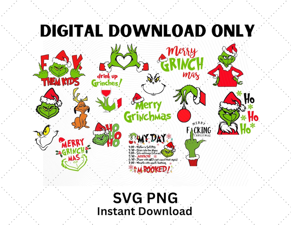 Christmas Bundle Grinch Bundle SVG Cut Files PNG Cut Files Digital ...