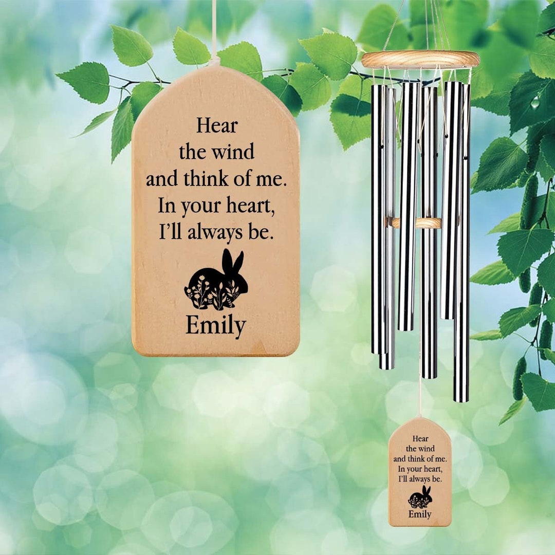 Personalized Bunny Rabbit Memorial Wind Chime, Hear the Wind and Think ...