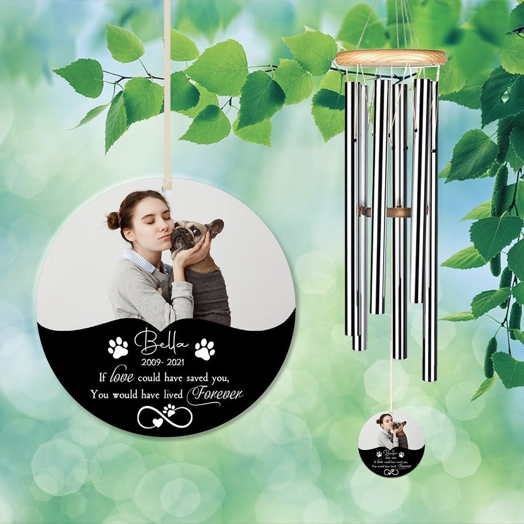 Custom Pet Photo Memorial Wind Chime, Paw Heart Infinity, If Love Could ...