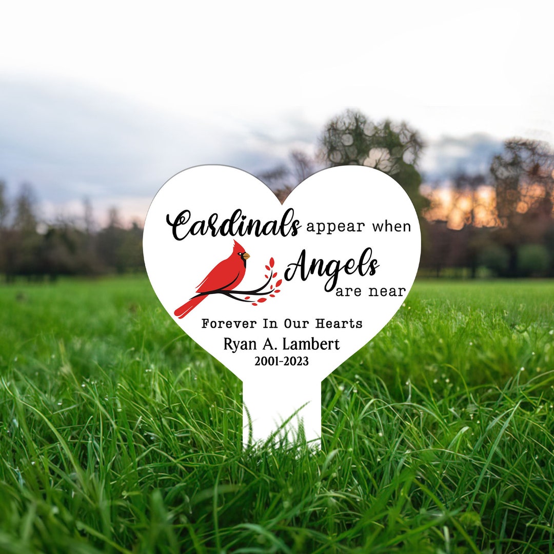 Cardinal Acrylic Grave Marker, Loss of Loved One Memorial Stake ...