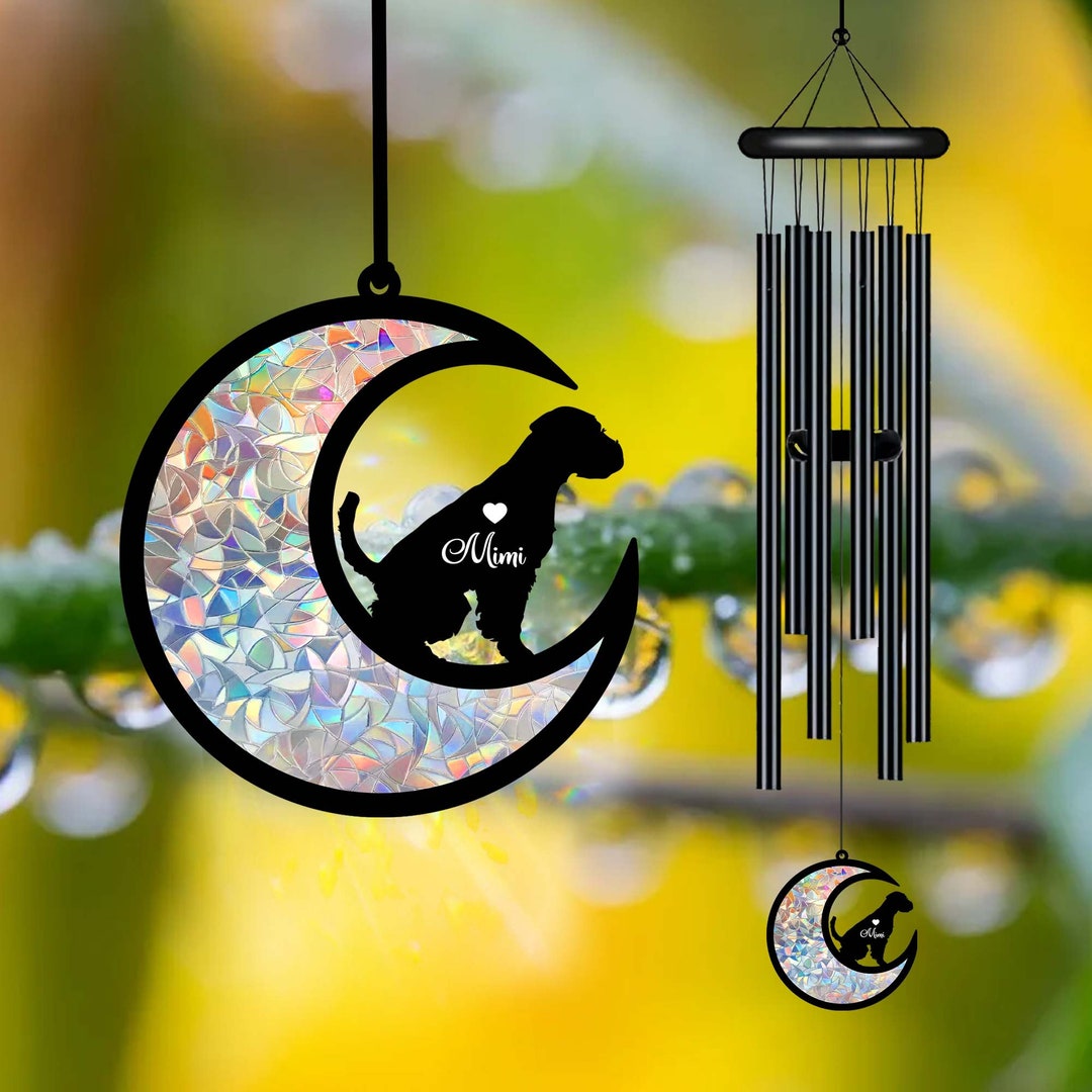Custom Welsh Terrier Dog Wind Chime, Moon Suncatcher, Pet Memorial Gift ...