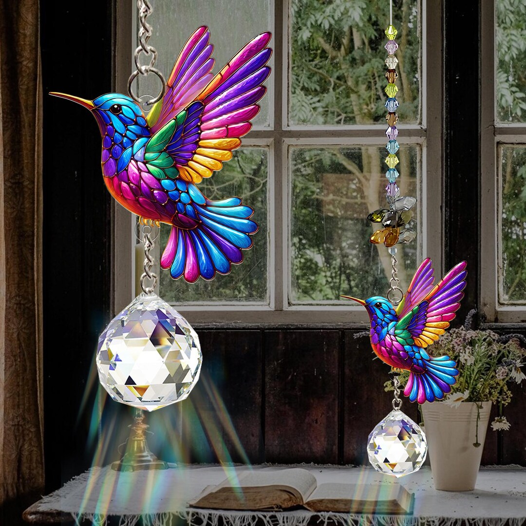 Crystal Suncatcher and Hummingbird, Prism Crystal Suncatcher, Window ...