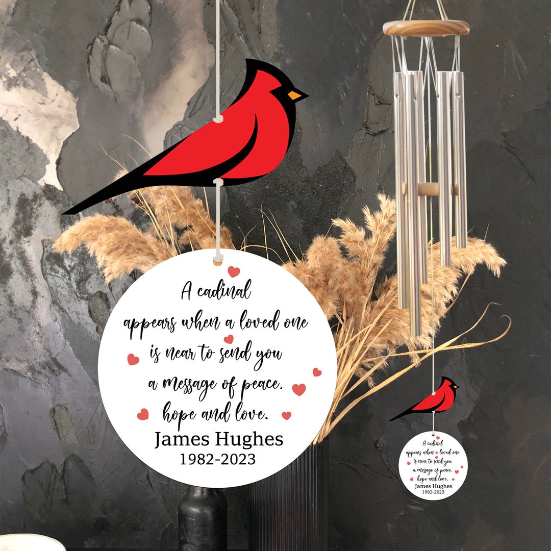 Personalized Cardinal Wind Chime, Memorial Wind Chimes, Cardinals ...