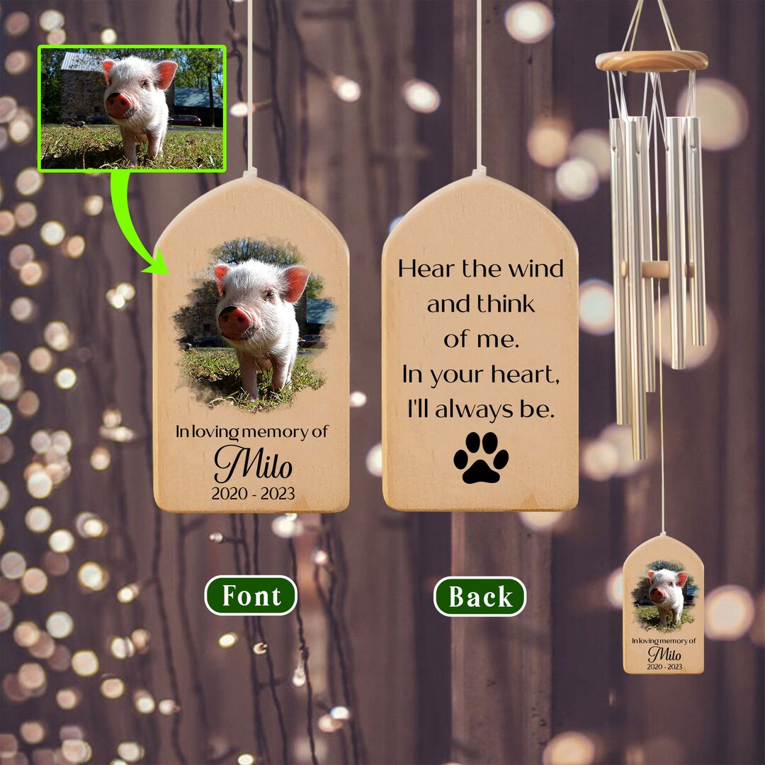 Custom Pig Memorial Wind Chime, Pet Bereavement Remembrance, Pet Loss ...