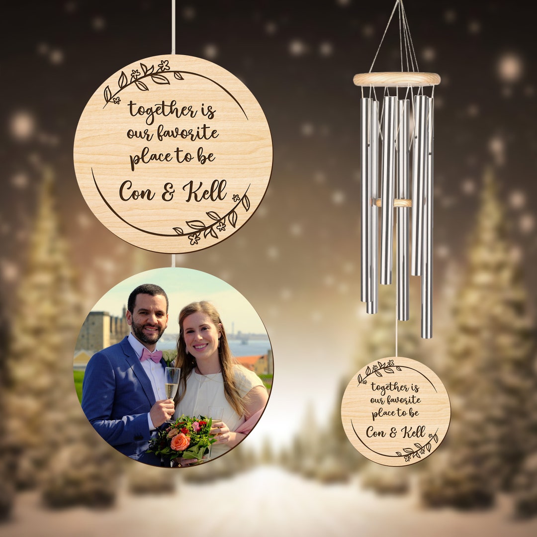 Couple Personalized Photo Wind Chime, Engagement Gift, Wedding ...