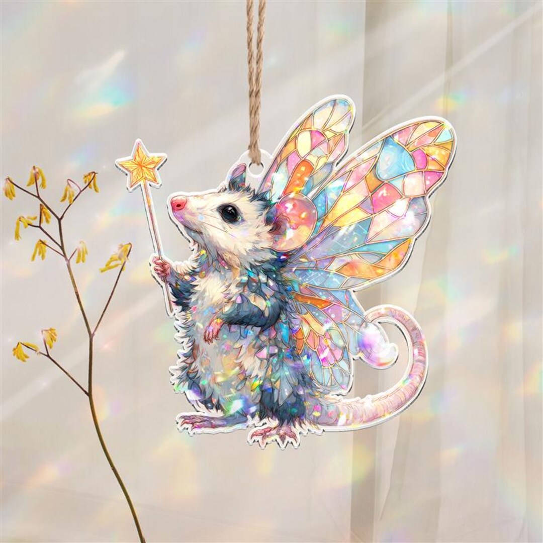 Opossum Fairy Hologram Ornament, Magical Woodland Christmas Decor ...