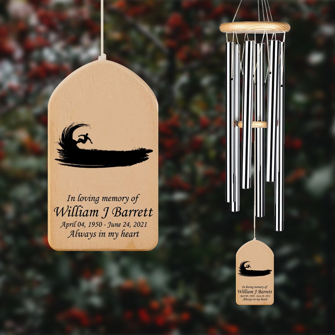 Water Sports Lover Memorial Personalized Wind Chime, Loss of Surfer ...