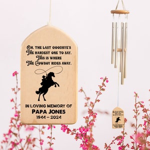 Cowboy Memorial Personalized Wind Chime, Loss of Father Husband Brother ...