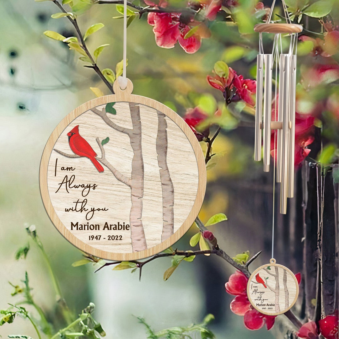 Cardinal Memorial Wind Chime Wood 2 Layers, Loss of Mom or Dad, I Am ...