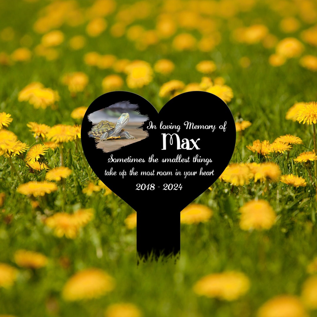 Turtle Tortoise Memorial Heart Plaque Acrylic, Turtle Memorial Stake ...