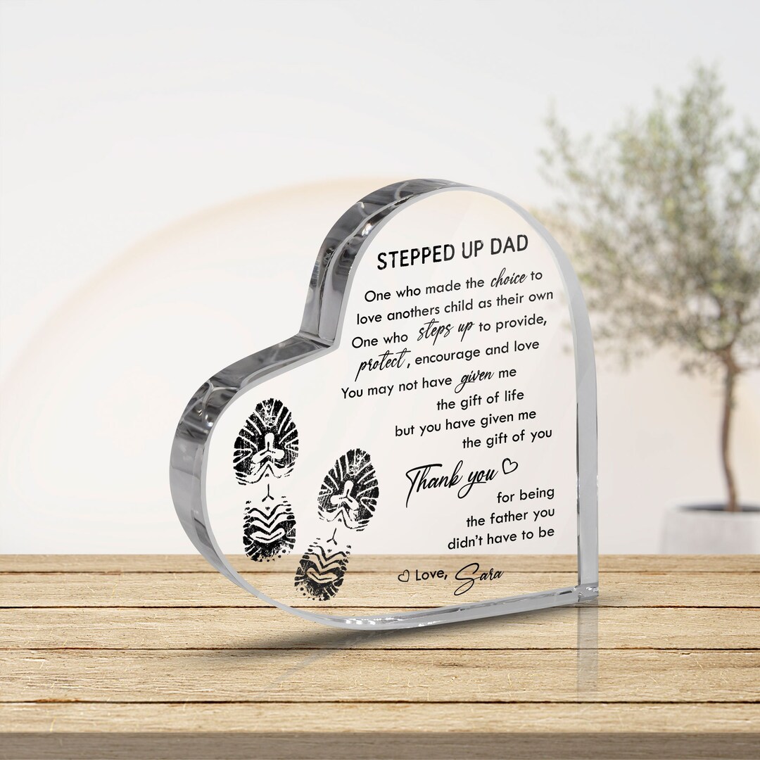 Stepped up Dad Gift Personalized, Step Dad Definition Acrylic Heart ...