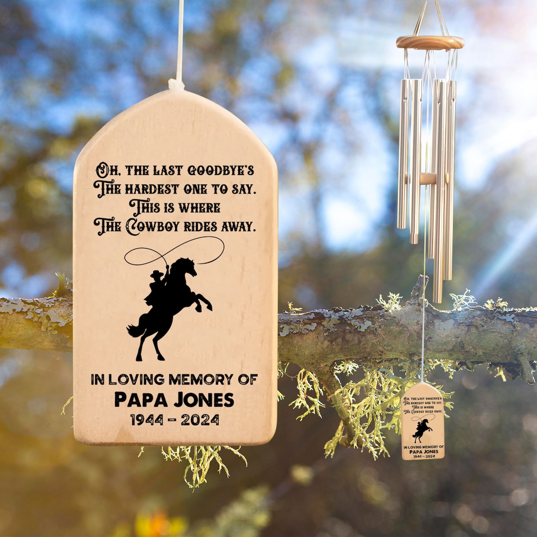Personalized Cowboy Memorial Wind Chime, Sympathy Gift - Etsy