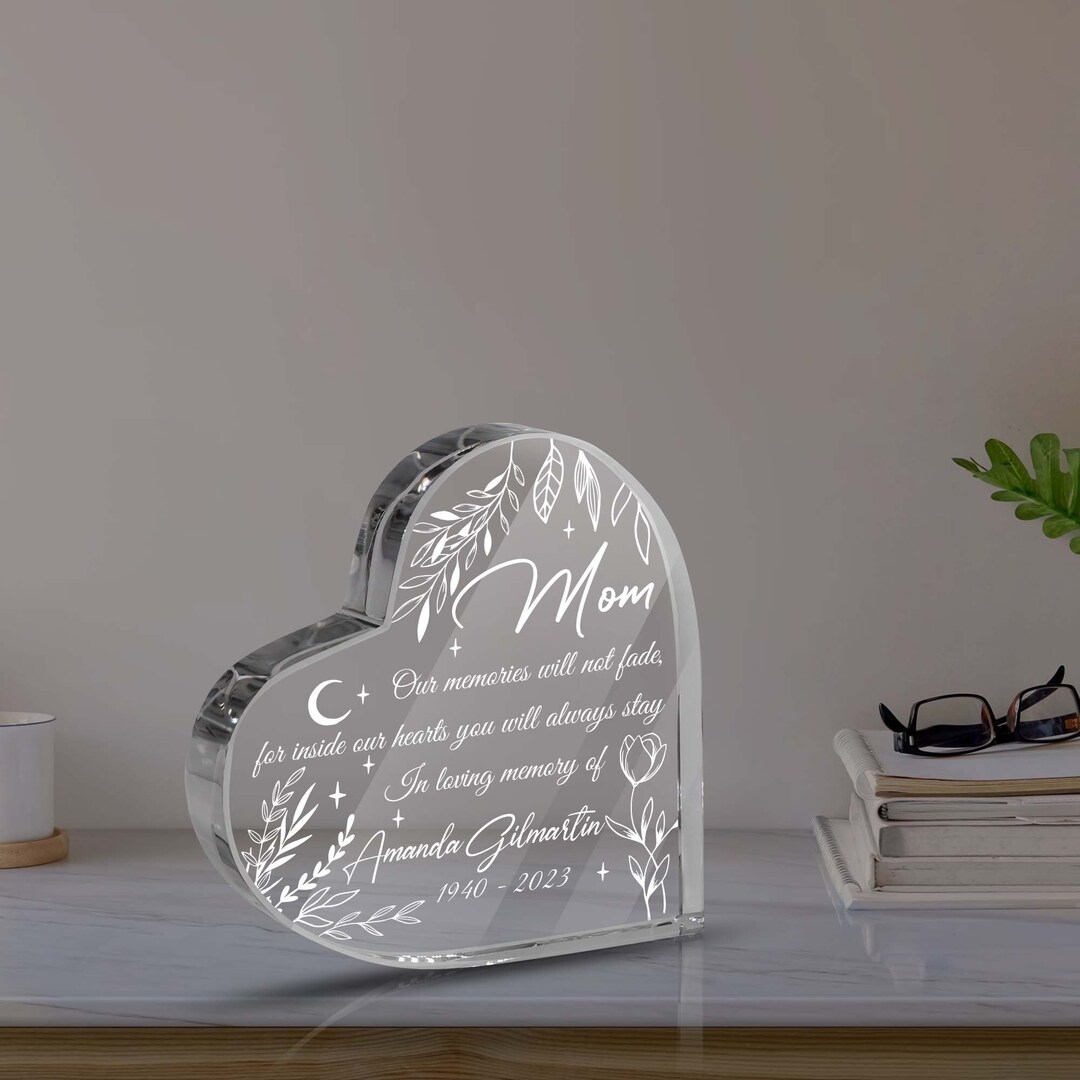Custom Mom Memorial Heart Acrylic Plaque, Our Memories Will Not Fade ...