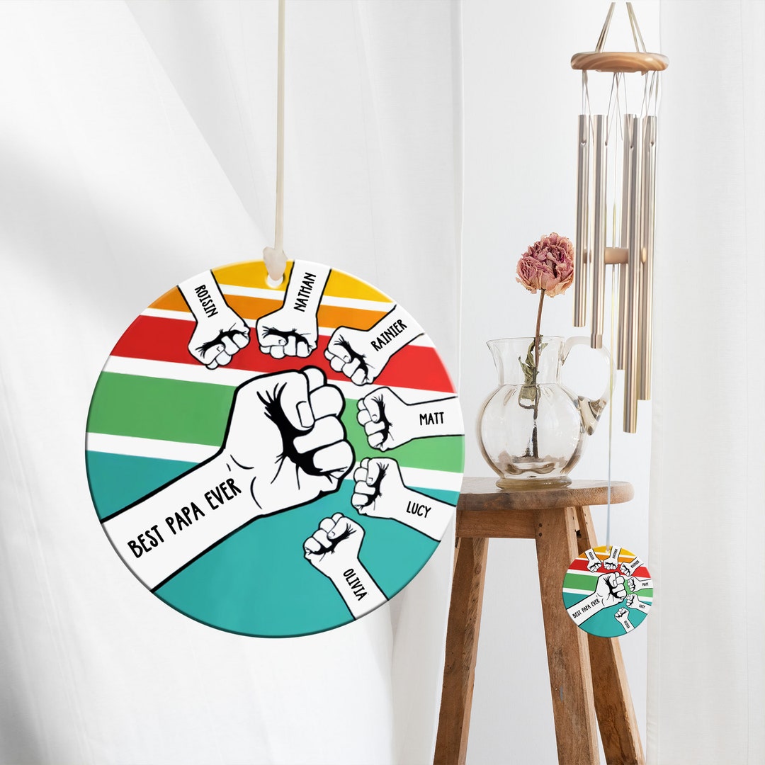 Personalized Father's Day Fist Bump Wind Chime, Dad Wind Chime Gift ...