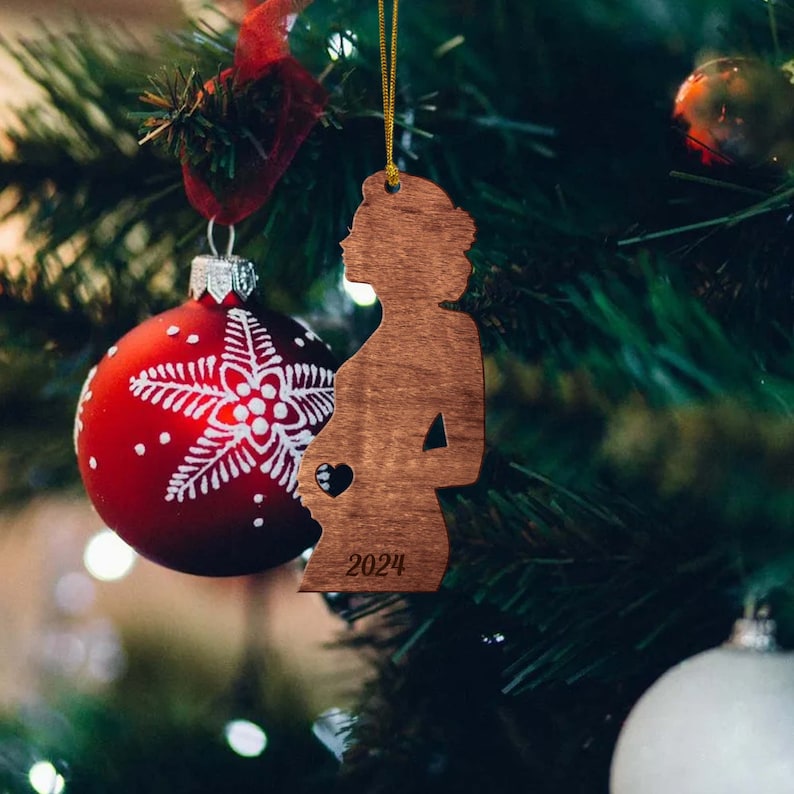 Pregnant Christmas Ornament, Pregnancy Announcement, Baby Expecting ...