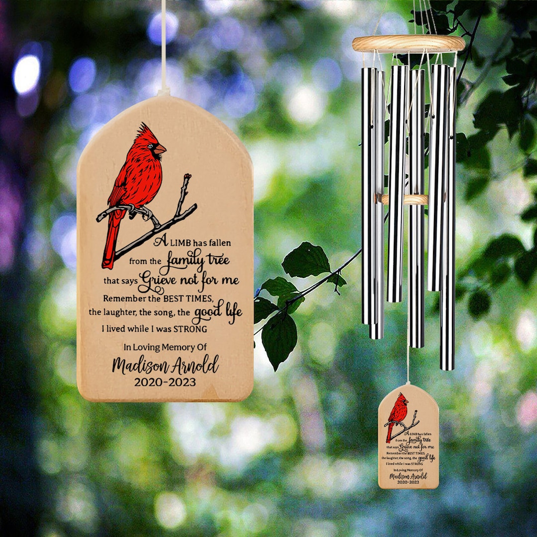 Custom Memorial Wind Chime, Cardinal Wind Chime, A Limb Has Fallen ...