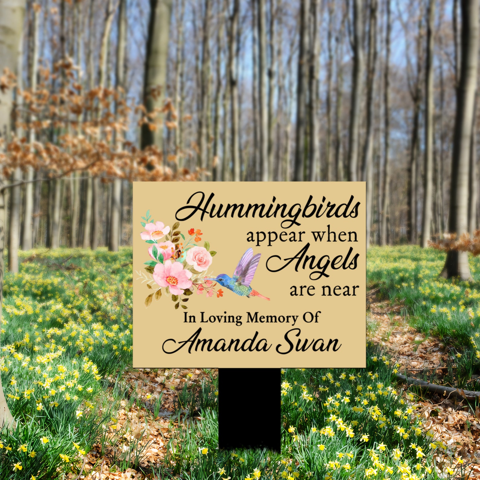 Custom Hummingbird Memorial Plaque Memorial Garden Stake - Etsy