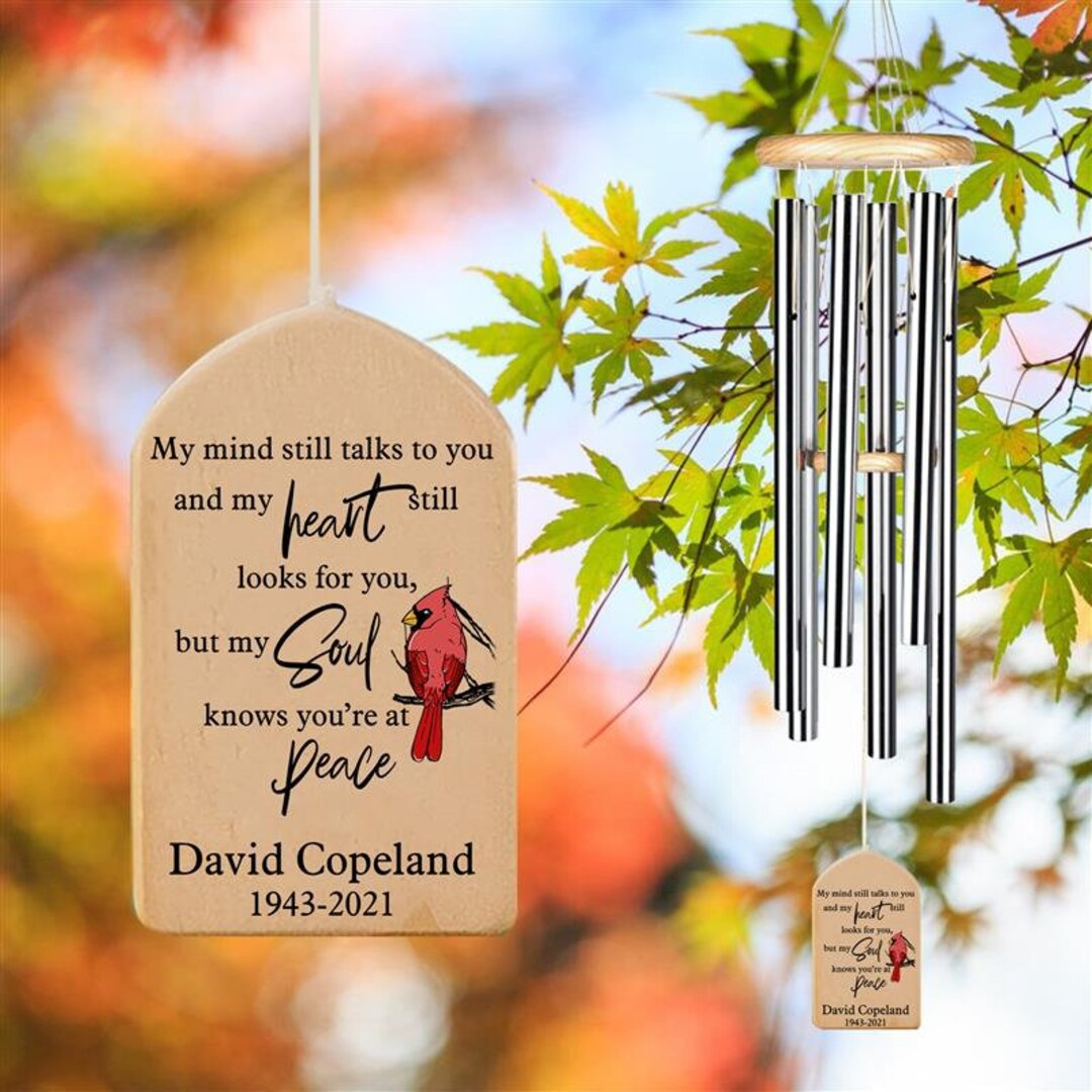 Cardinal Wind Chime, My Soul Knows You're at Peace, Personalized ...
