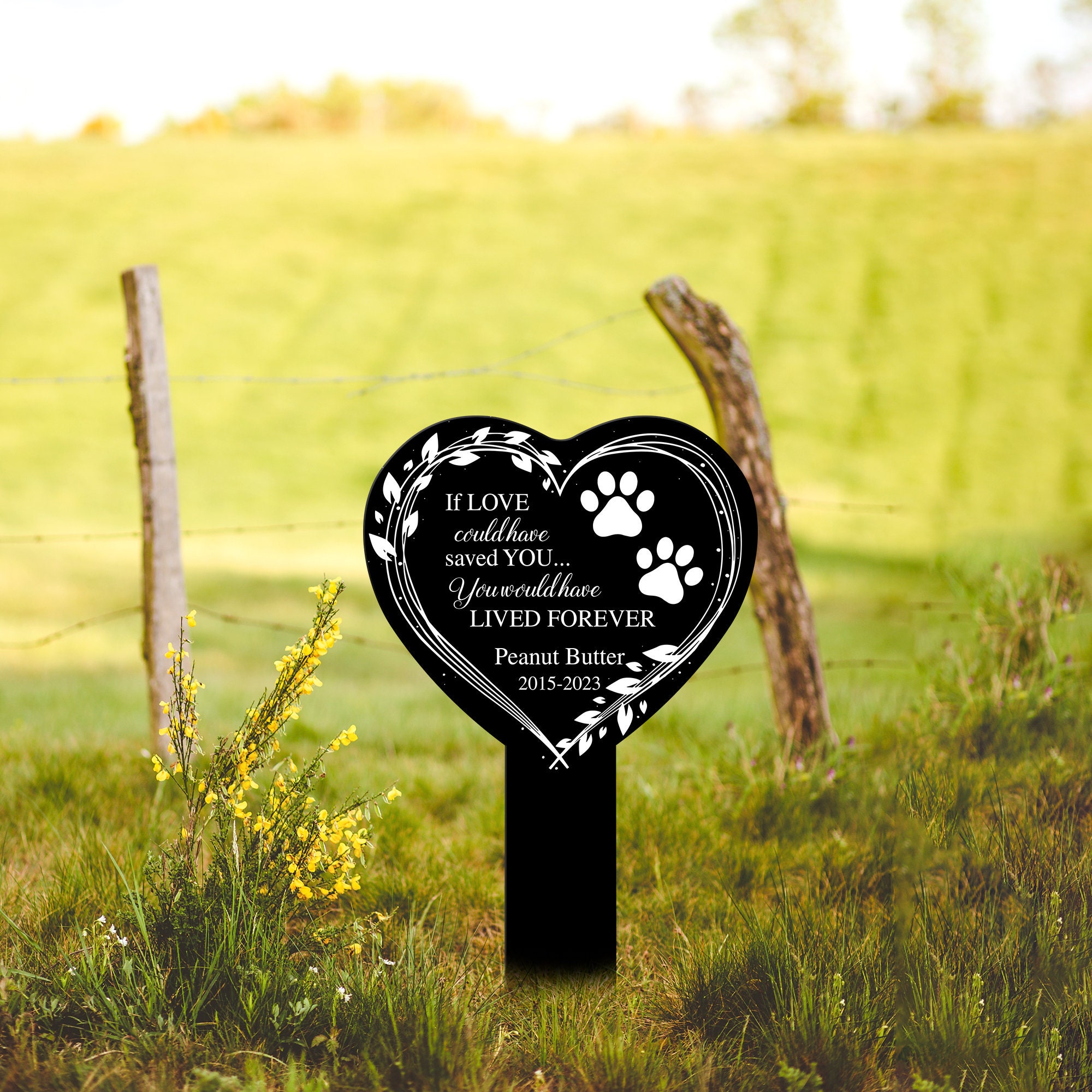 Personalized Pet Memorial Stake, Acrylic Dog Paw Print Garden Sign - Etsy