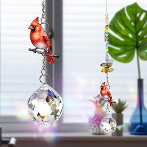 Crystal Suncatcher and Cardinal Bird, Cardinal Gift, Prism Crystal ...