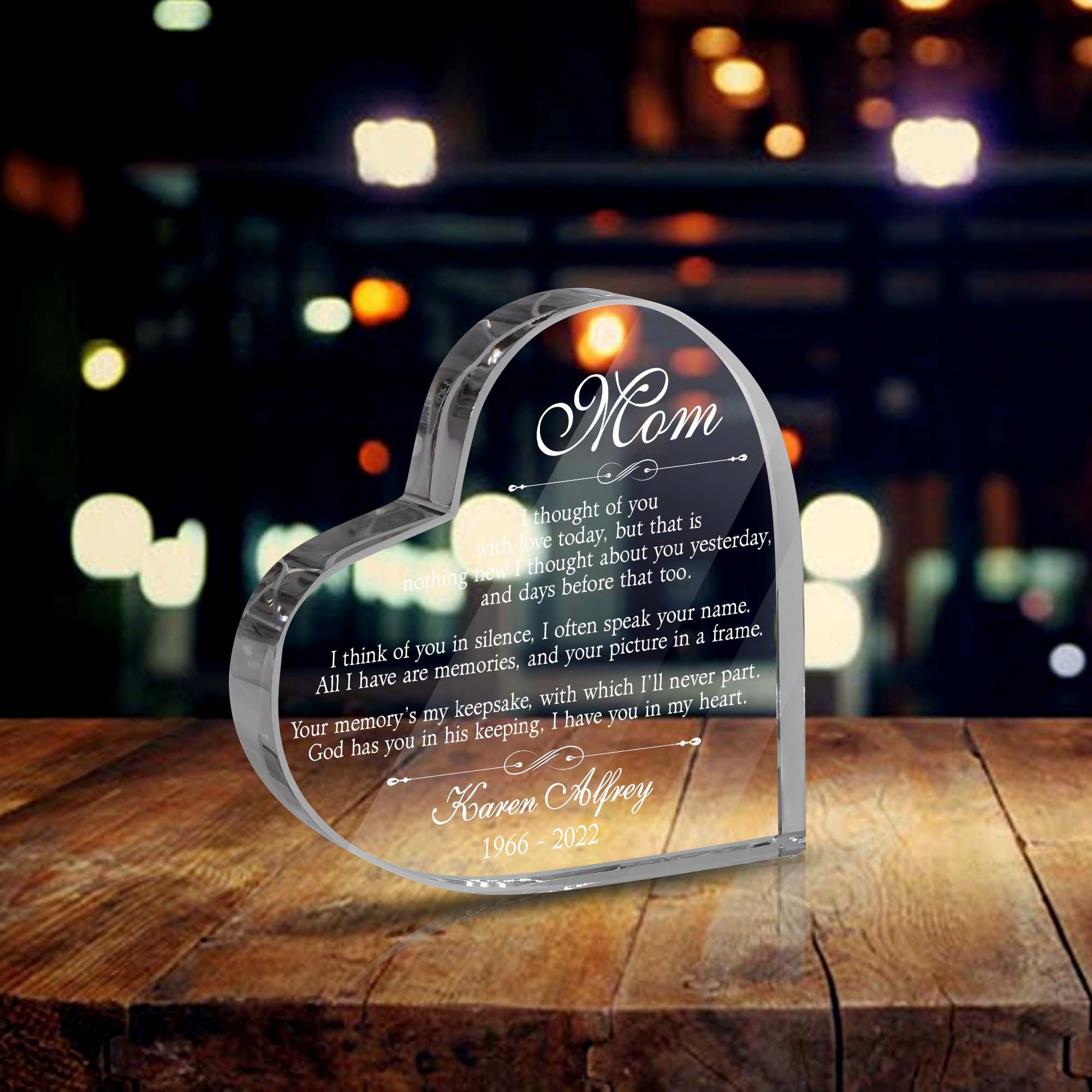 Mom Dad Memorial Heart Acrylic Plaque, Custom Remembrance Gift ...