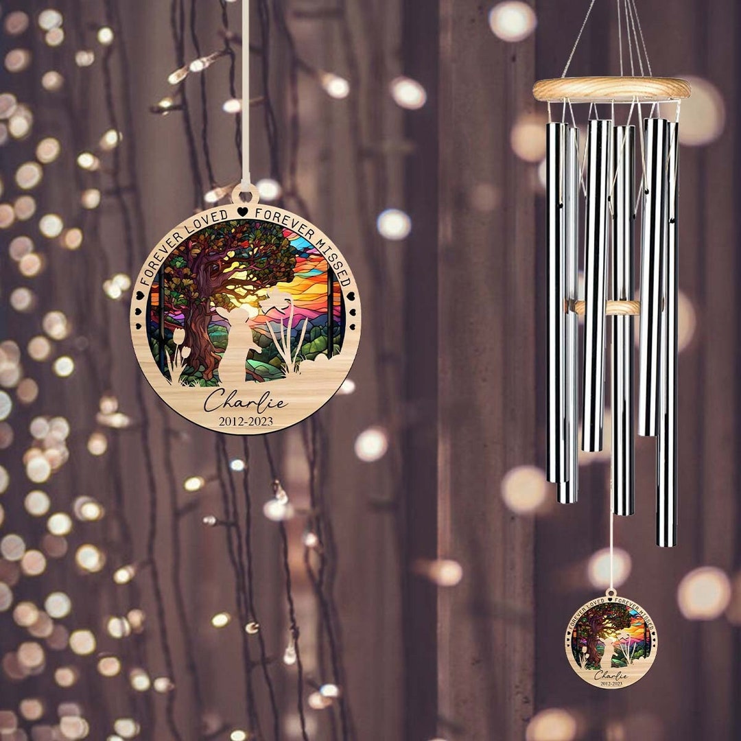 Custom Rabbit Suncatcher Memorial Wind Chime, Pet Loss Sympathy Gift ...