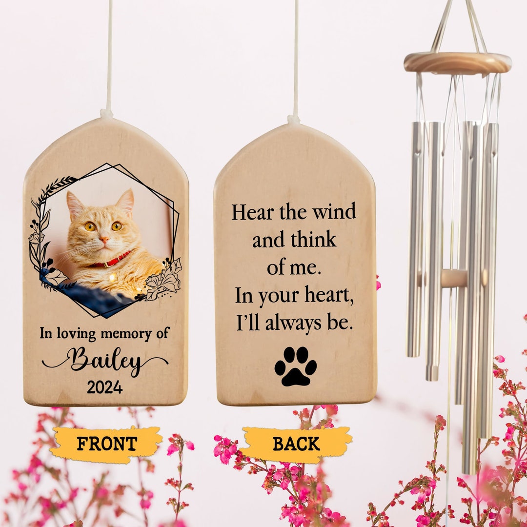 Custom Cat Photo Memorial Wind Chime, Pet Loss Remembrance Gift - Etsy