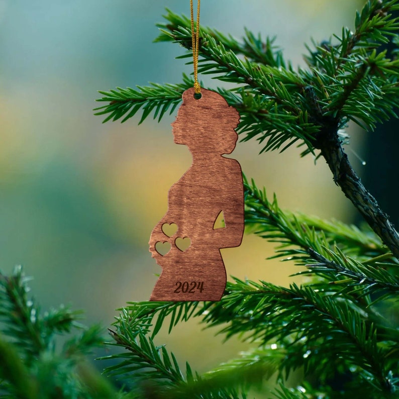 Pregnant Christmas Ornament, Pregnancy Announcement, Baby Expecting ...