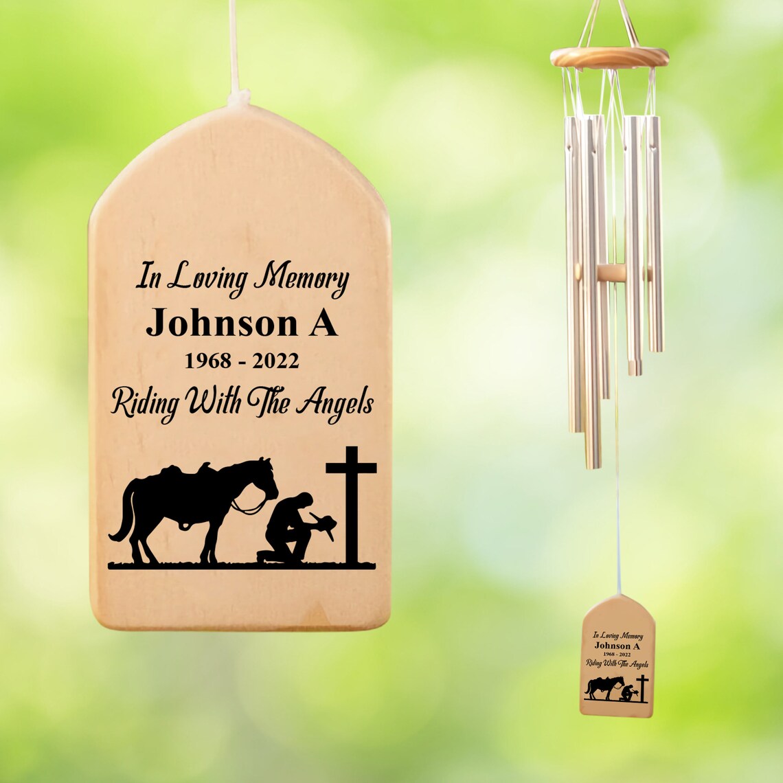 Western Memorial Personalized Wind Chime Riding With the - Etsy